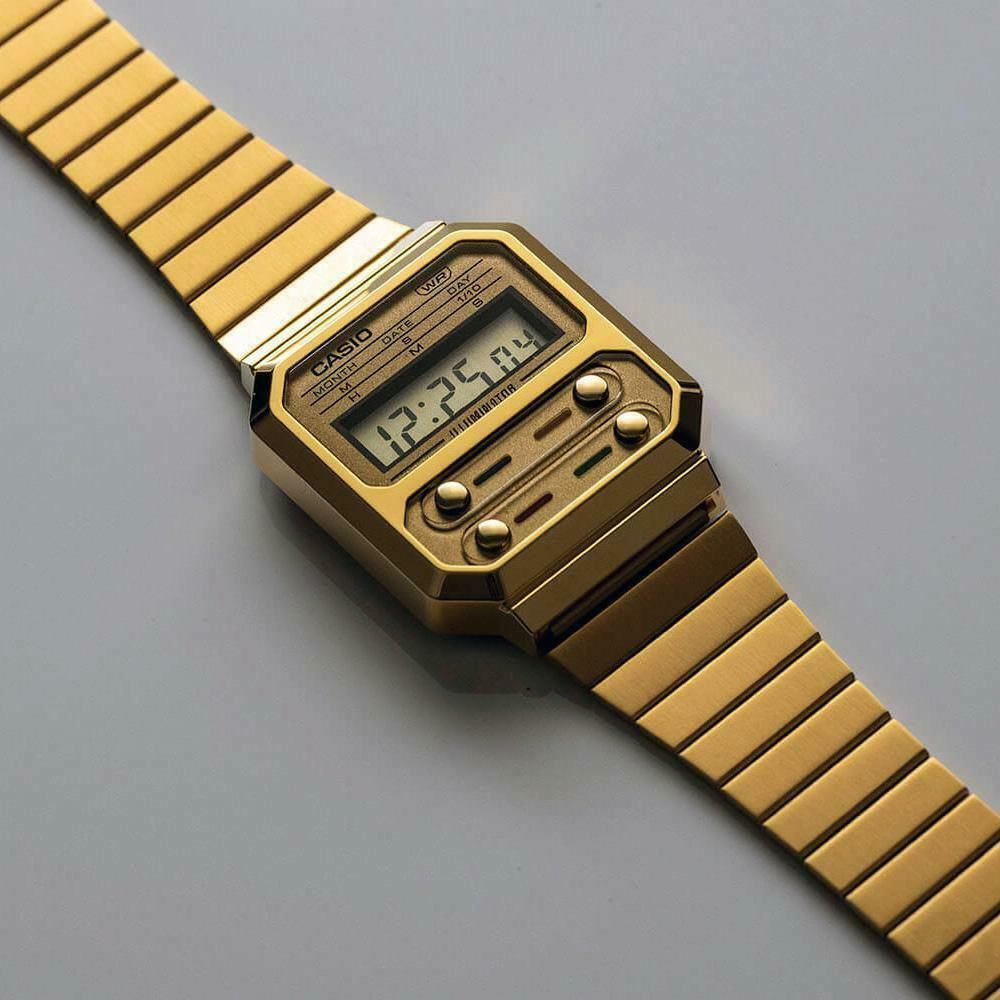 Casio A100WEG-9A Vintage Collection Gold Ion Plated Digital Retro ...