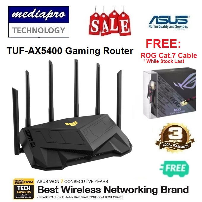 ASUS TUF-AX5400 TUF Gaming AX5400 Dual Band WiFi 6 Gaming Router with ...