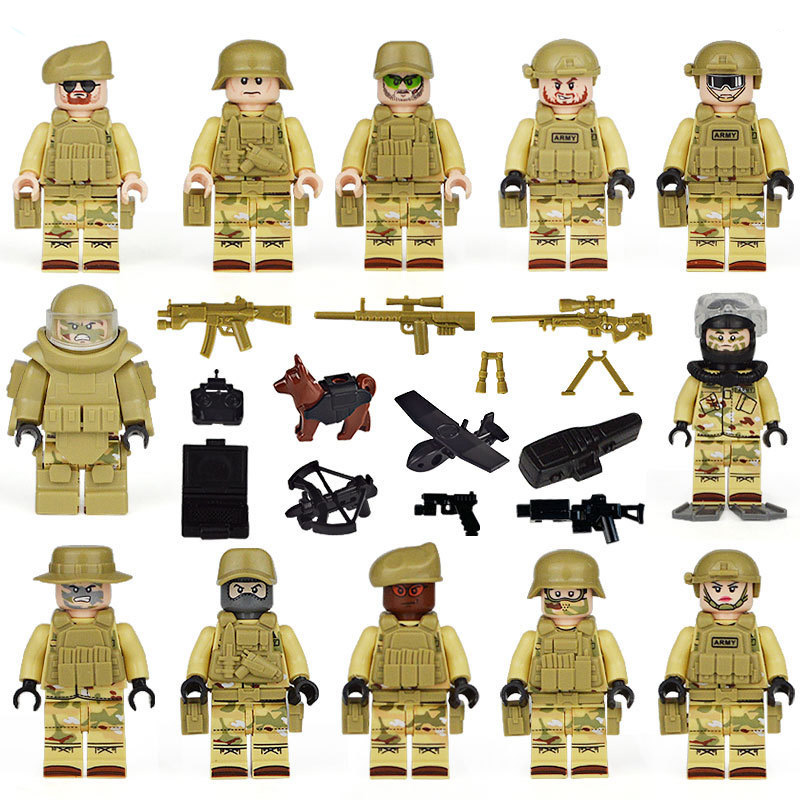 12pcs Swat Marines Police Warrior Lego Minifigures Building Blocks