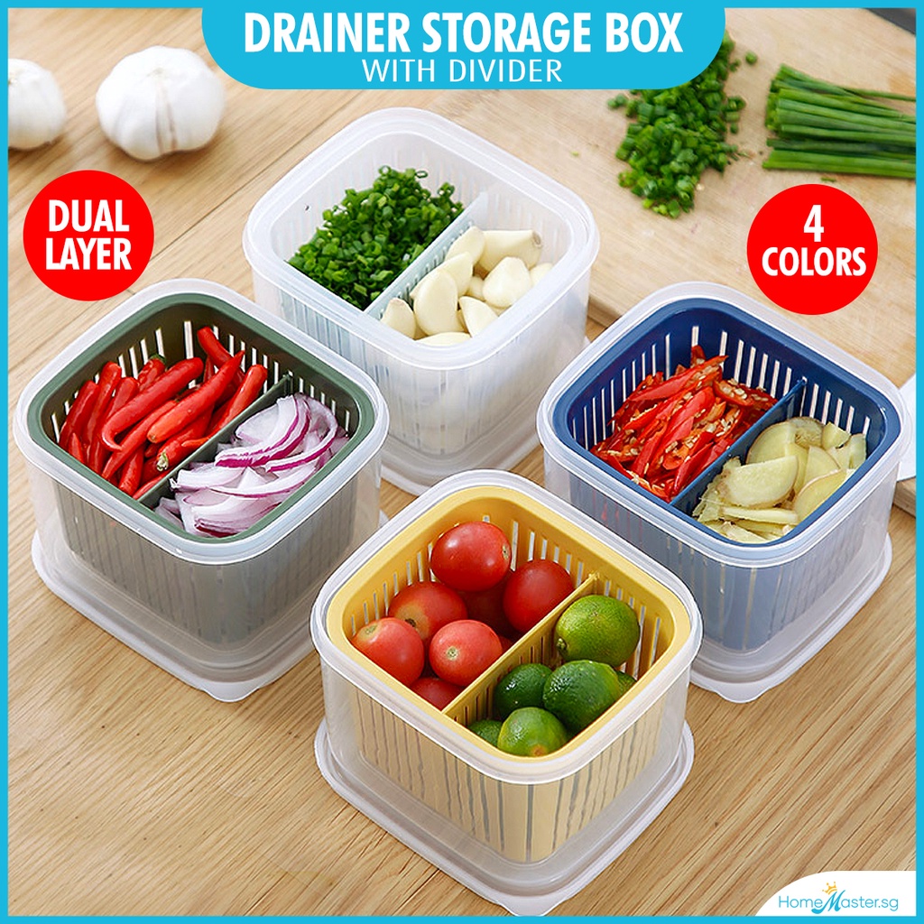 [SG Ready Stock] Refrigerator Double Layer Storage Box*Drainer*Divider ...