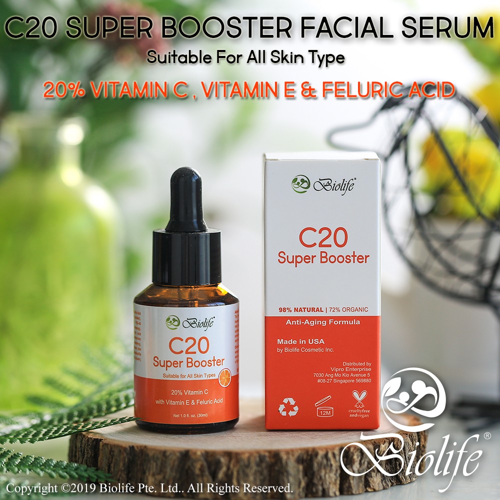Biolife C20 Super Booster Face Serum, 20% Vitamin C with Vitamin E ...