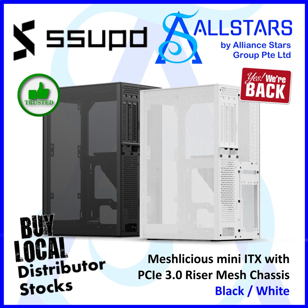 SSUPD Meshlicious WHITE / BLACK with PCIe 3.0 Riser Mesh Chassis (SSU ...
