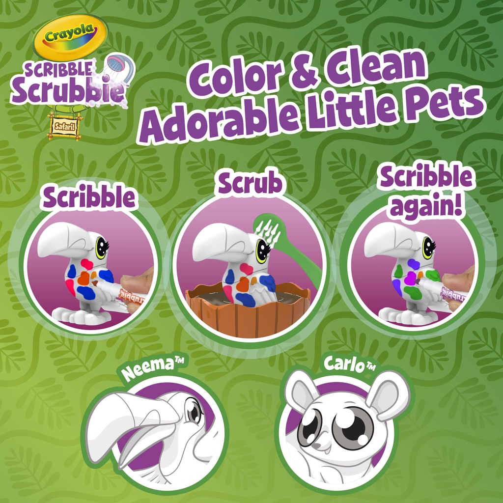 Crayola Scribble Scrubbie Pets Safari Treehouse, 3 markers, 2 pets ...