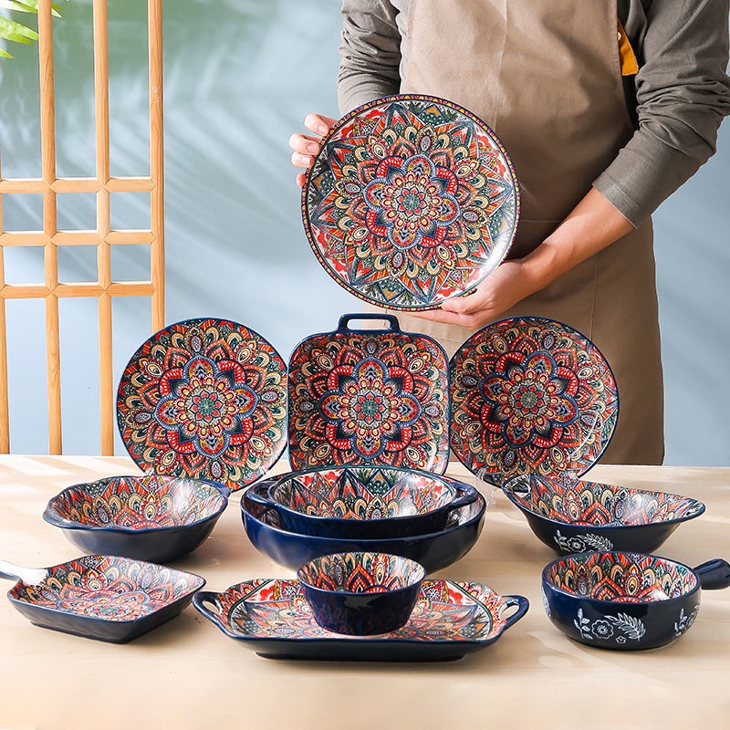 Ceramic Tableware Dishware Set High Temperature Underglaze Color Plate ...