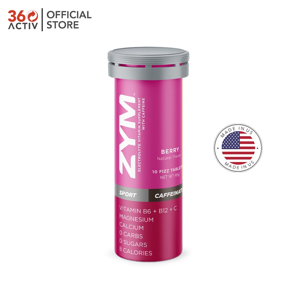 ZYM Sport Caffeinated Electrolyte Effervescent Tablets - Natural ...