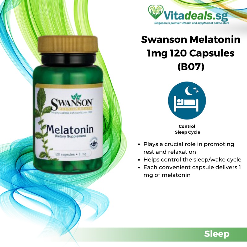 Swanson Melatonin 1mg (B07), 120 Capsules, Health Supplement To Help ...