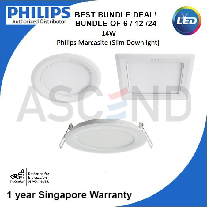 Philips LED Downlight 14W Marcasite 59523/59528 Round/Square Downlight ...