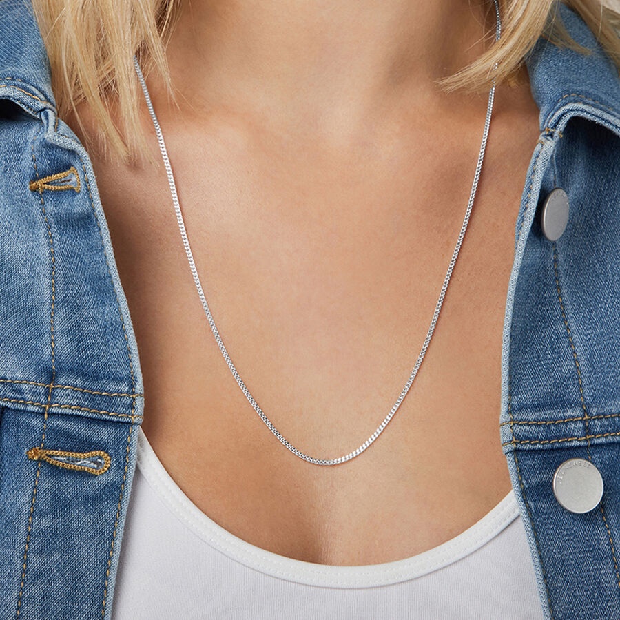 AGALIL Italy 925 Sterling Silver 2 mm Curb Chain. 16 18 20 22 24 26 28 ...