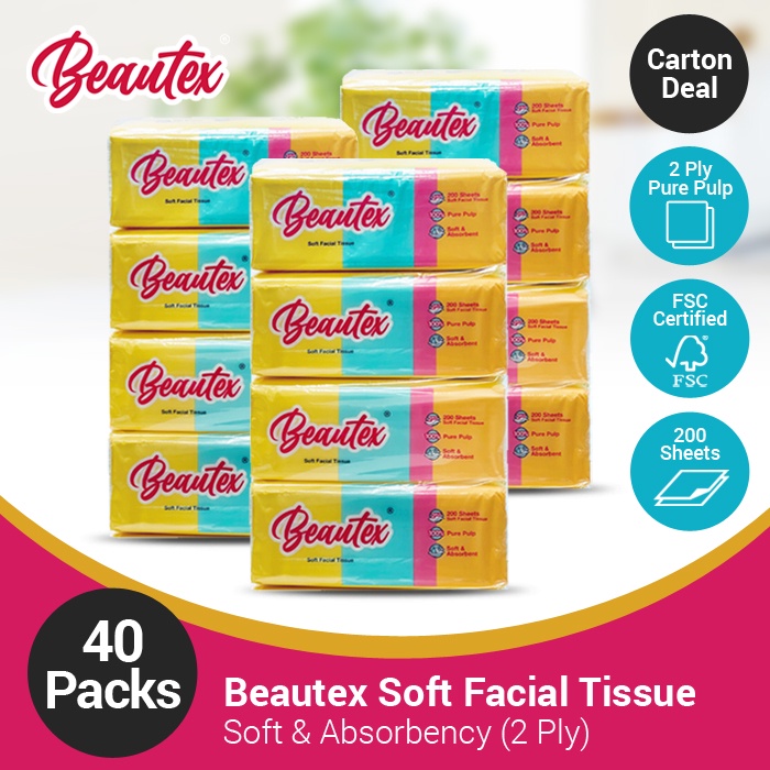 BEAUTEX 2Ply Soft pack Facial Tissue | Tissue Paper | Total 40 Packs ...