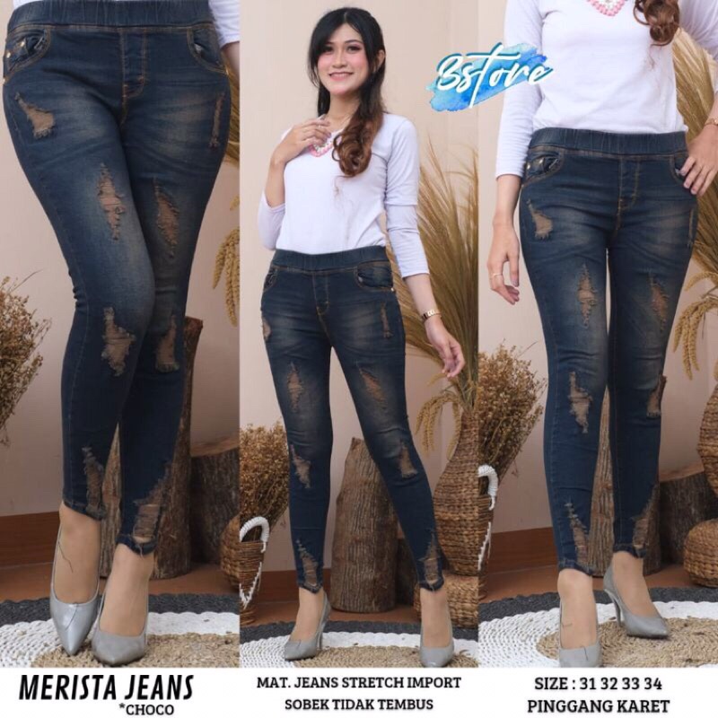 Merista ripped jeans Women. Stretchy Jeans. Ripped Jeans [RSL] | Shopee ...