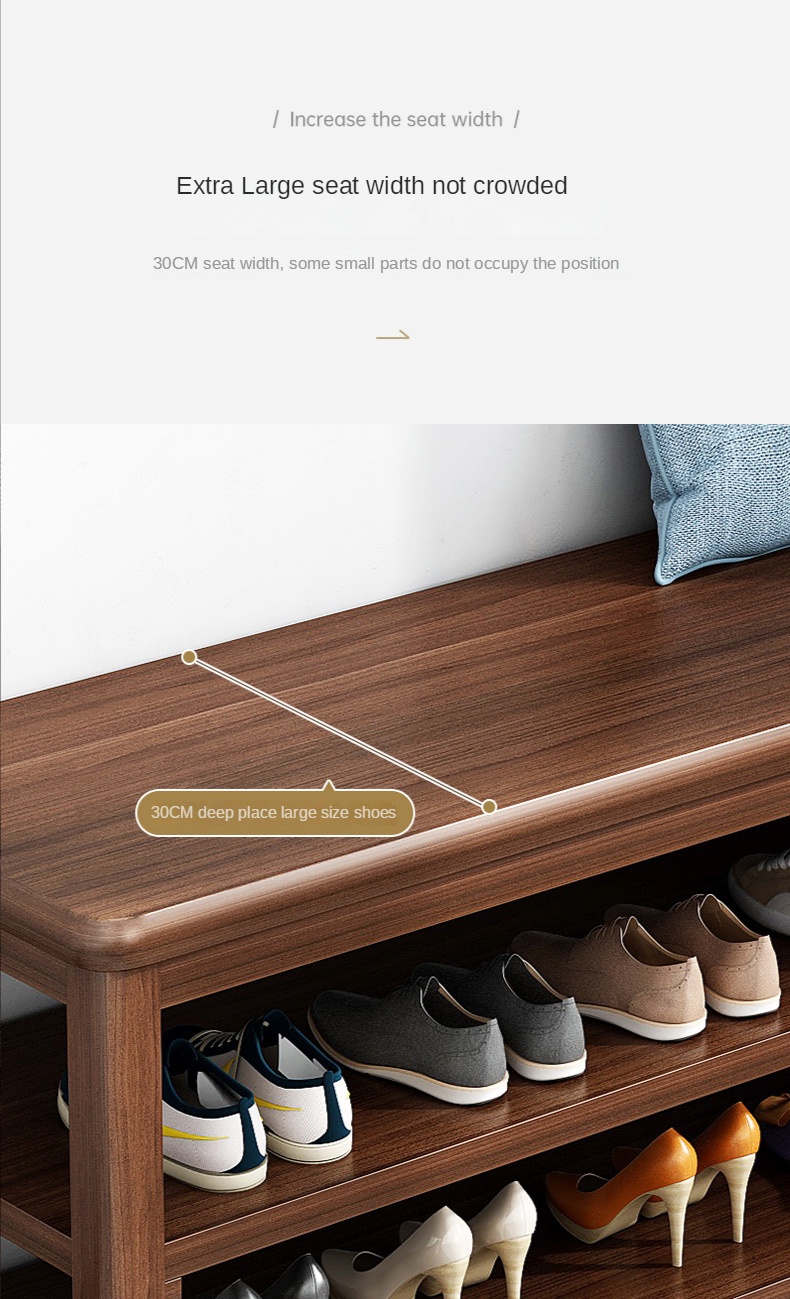 [Ready Stock]Solid wood shoe changing stool: a bench that integrates a ...