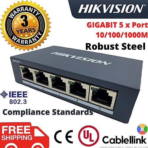HIK Vision Gigabit 5 Port Ethernet LAN Network Unmanaged Switch Desktop ...