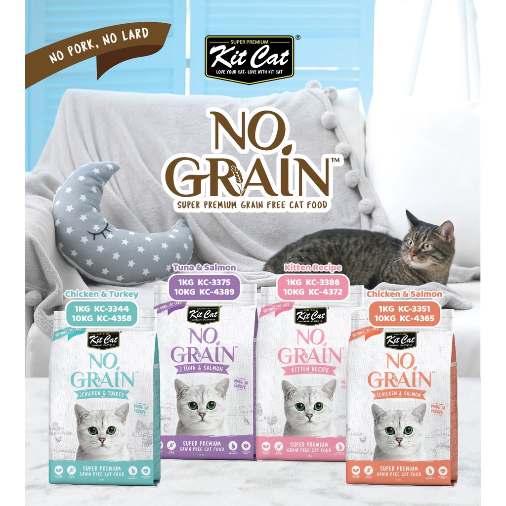 [1kg] Kit Cat No Grain Cat Dry Food 1kg | Complete & Balanced Diet ...