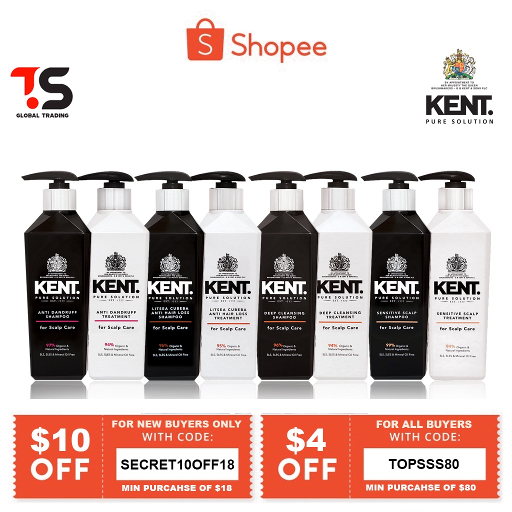 Kent Pure Solution Organic Shampoo 400ml / Scalp Treatment 400ml - Anti ...