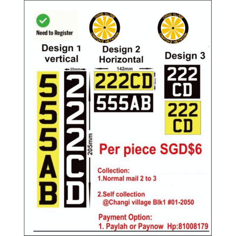 E SCOOTER REGISTRATION NUMBER STICKERS WITH LAMINATION (LTA APPROVED ...