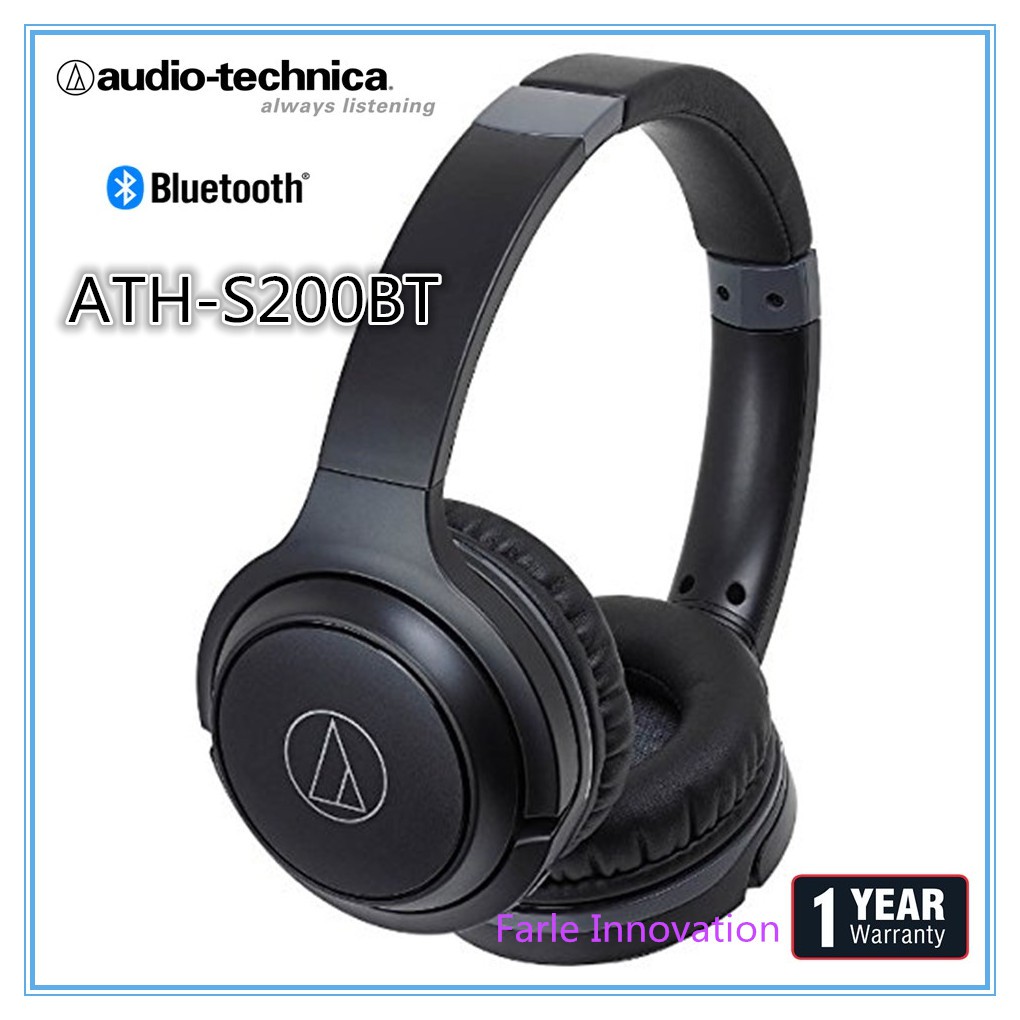 Audio-Technica ATH-S200BT Wireless Headphones with Built-in Mic ...