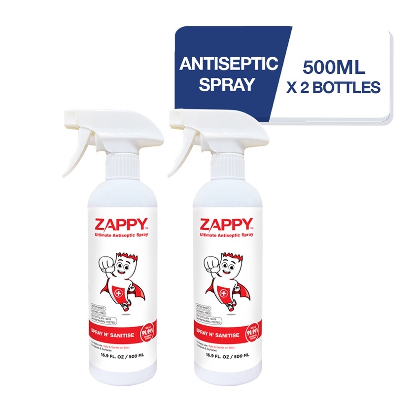Zappy Ultimate Antiseptic Spray 500ml x 2 Bottles | Shopee Singapore