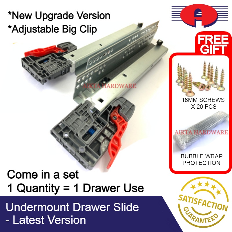 [FREE SCREW] UNDERMOUNT EXTENSION DRAWER SLIDE WITH SOFT CLOSE RAIL ...