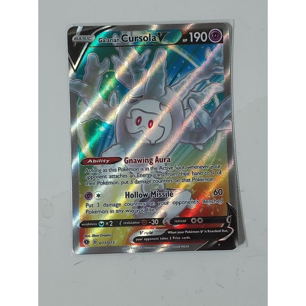Pokemon galarian cursola v full art champion path card | Shopee Singapore