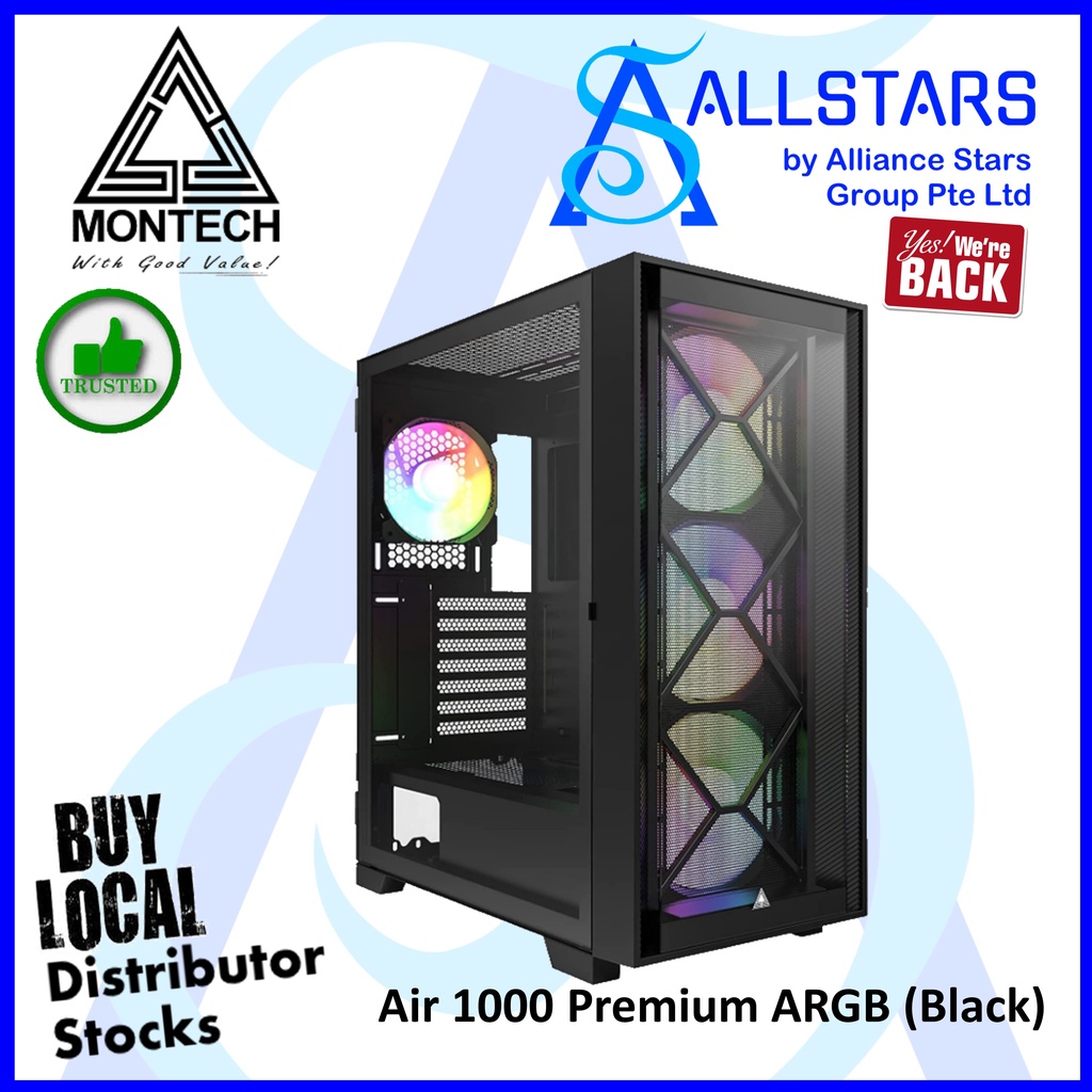 MONTECH Air 1000 Premium ARGB (Black) ATX Tower Chassis (Warranty 1year ...