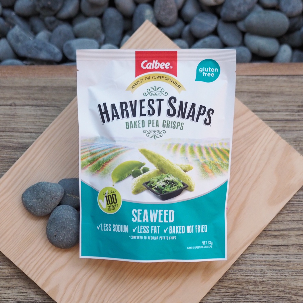 Calbee Harvest Snaps Baked Pea Crisps Seaweed - 93g | Shopee Singapore