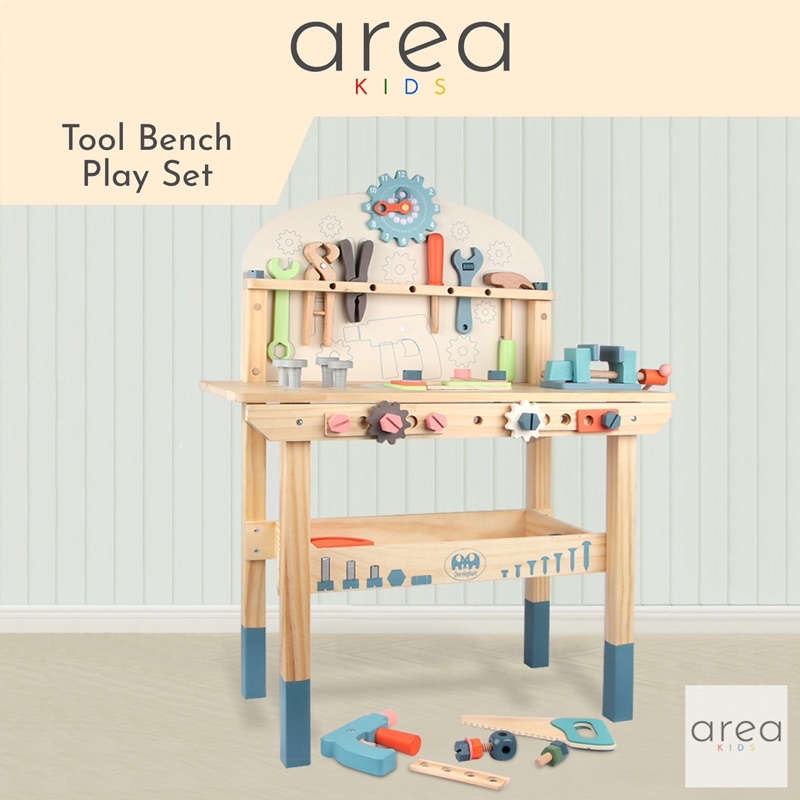 AREA KIDS Wooden Workbench Set Kids Tool Bench Pretend Play STEM Toy ...