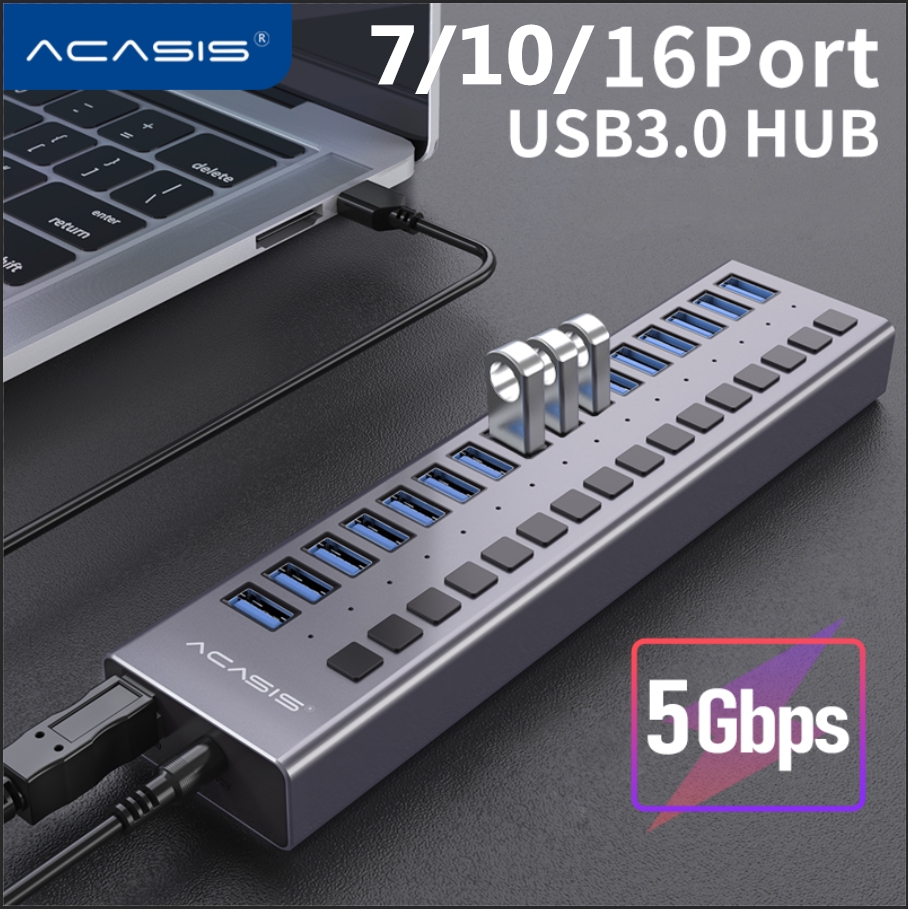 ACASIS 16 Port USB 3.0 HUB Support BC1.2 Charging with 12V Power ...