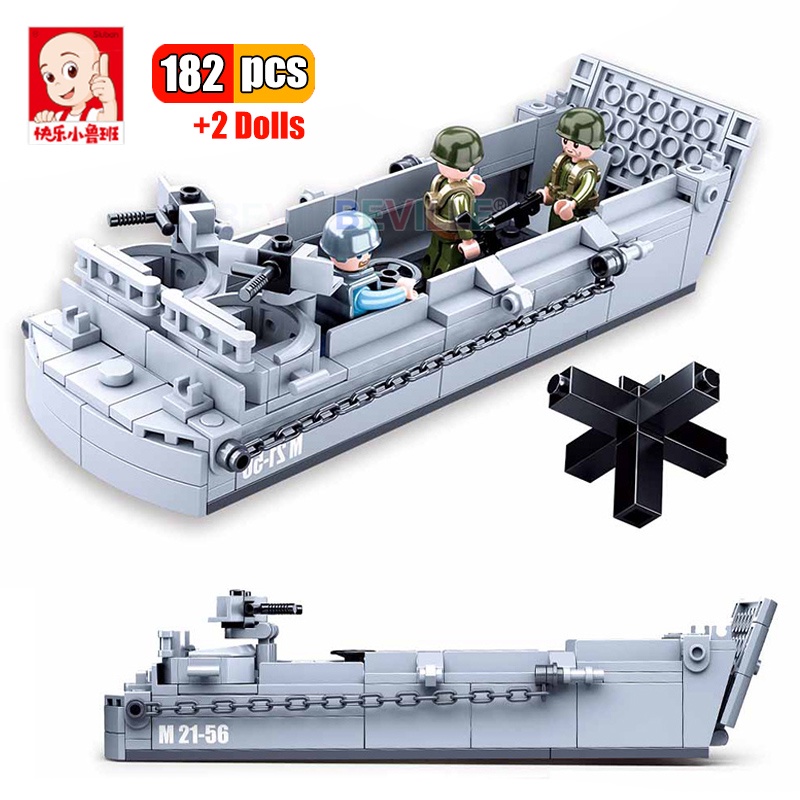 182Pcs Sluban 0855 WW2 US Military Landing Craft Warship Building ...