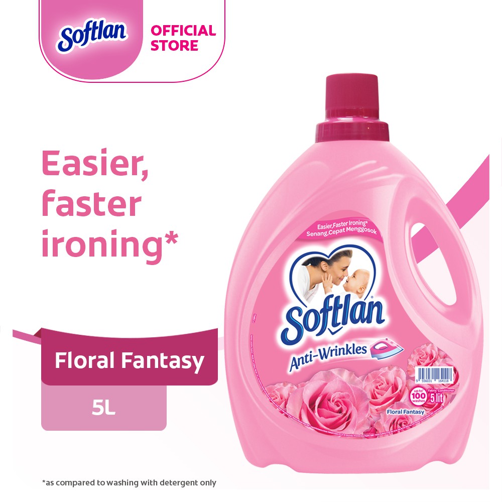 Softlan Anti Wrinkles Floral Fantasy (Pink) Fabric Softener 5L | Shopee ...