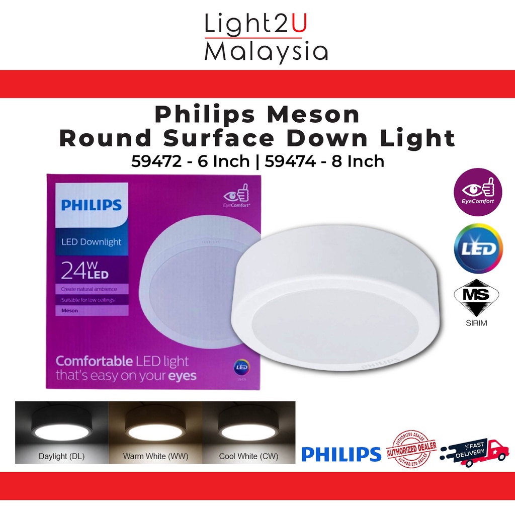 PHILIPS MESON LED Surface Downlight [6" 17W-59472] [8" 24W-59474 ...