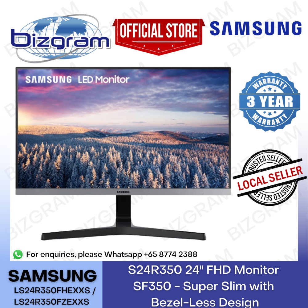 Samsung S24R350 24" FHD Monitor SF350 Super Slim with bezel-Less Design ...
