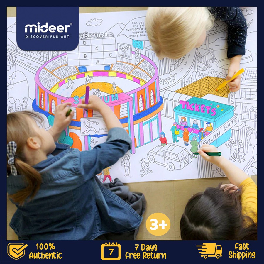 Mideer 10m Giant Kids Imagination Graffiti Coloring Painting Roll ...