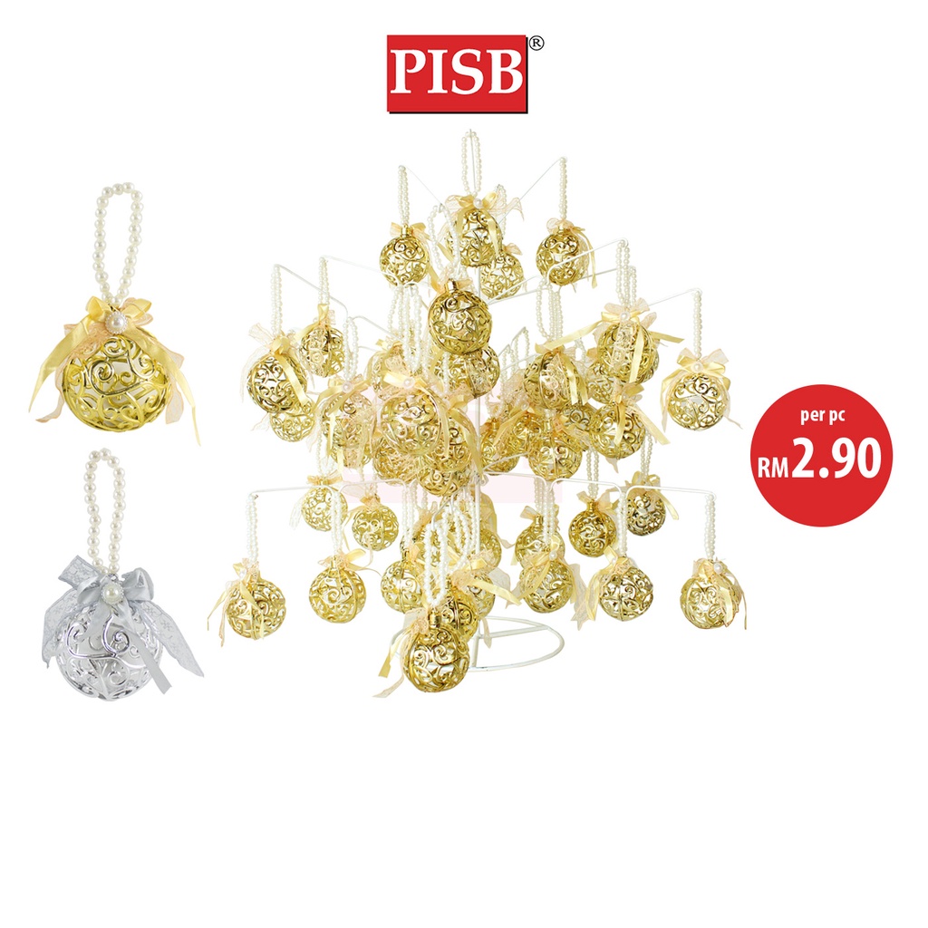 2115 (25Pcs/Pkt) 8cm Round Decorative Ball Souvenir With Ribbon Door ...
