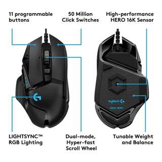 Logitech G502 HERO High Performance RGB Gaming Mouse with 11 ...