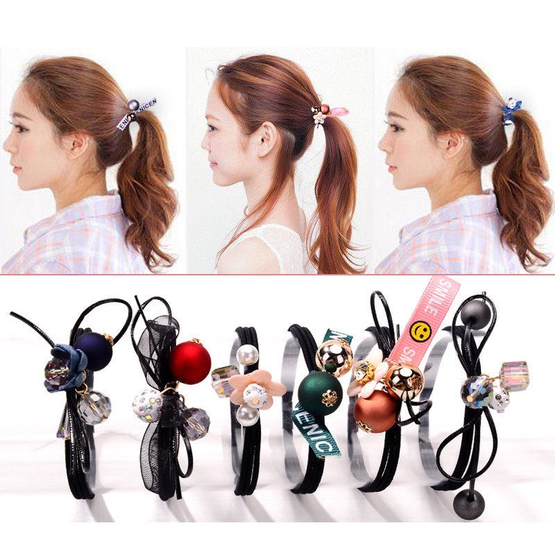 12pcs Rubber band hair rope headdress pull constantly simple tie the ...
