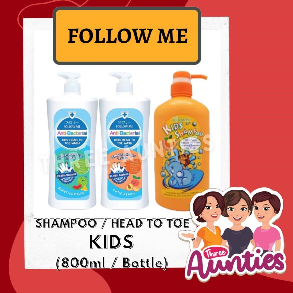 Follow Me Antibacterial Kids Head to Toe Body Wash & Shampoo 800mL ...