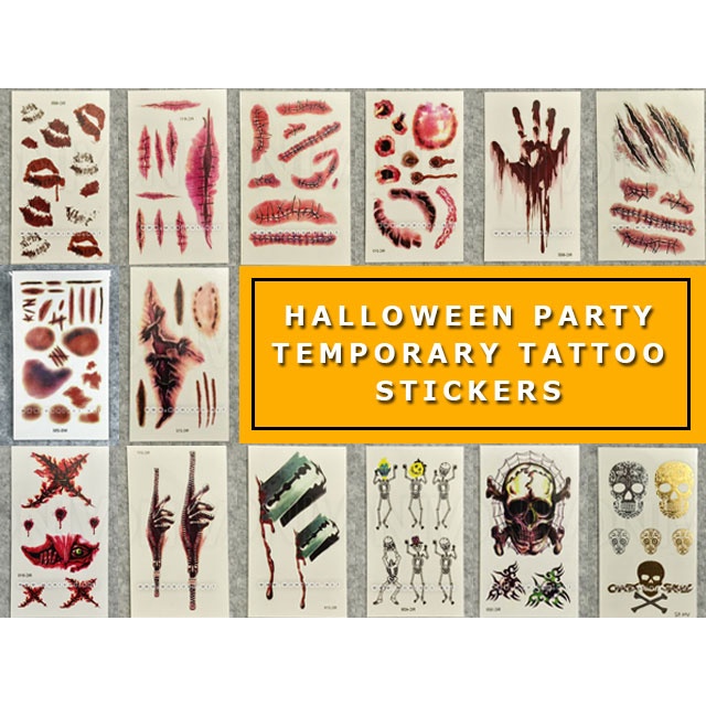Halloween Temporary Tattoo Party Cosplay Scars & Stitches Body Art ...