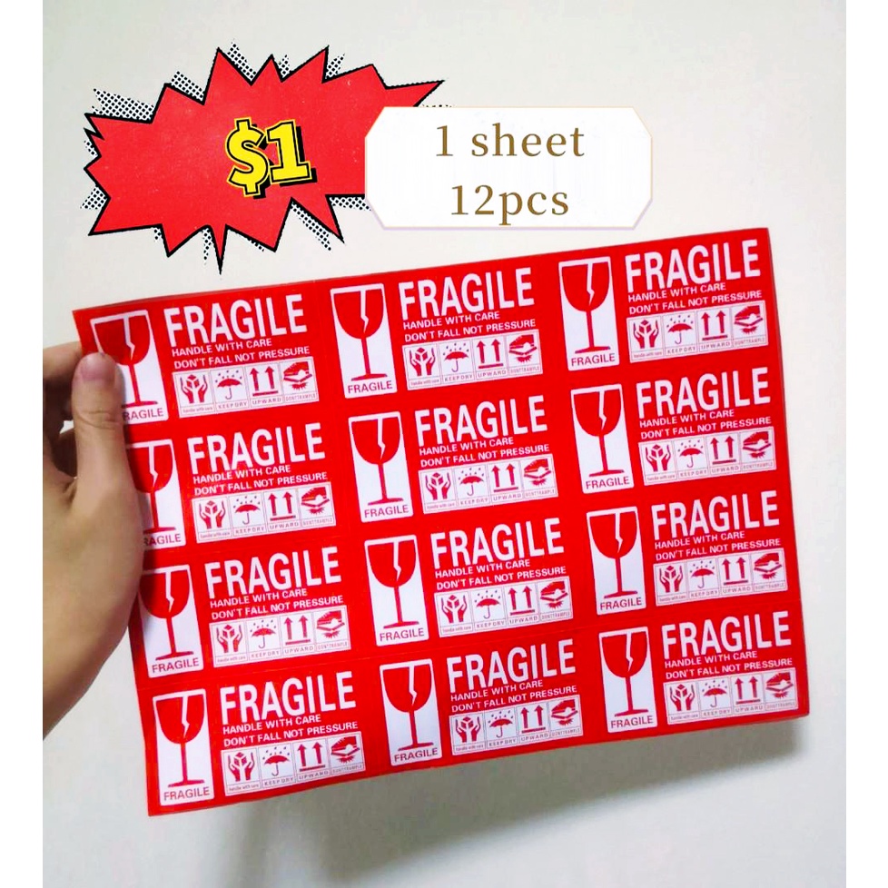 [SG Ready Stock] Fragile Stickers Labels/Cargo Label/Carton Box/ Bubble ...