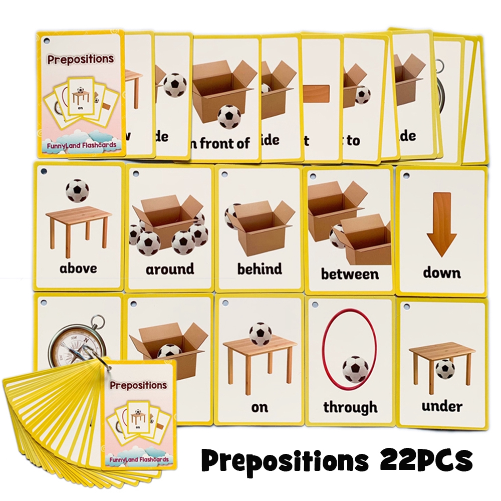 24Pcs/Set Children Prepositions English Cognitive Flash Card | Shopee ...