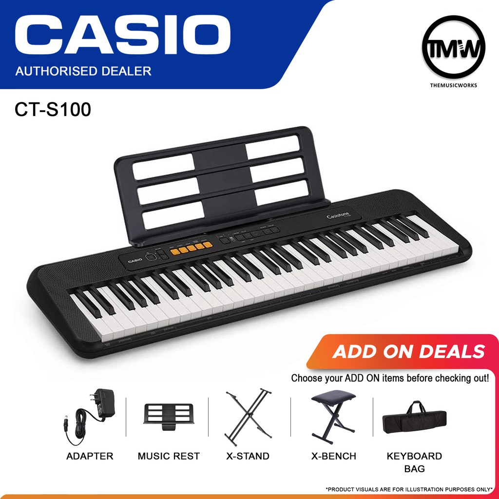Casio CT-S100 Casiotone Keyboard 61 keys Black CTS100 CTS-100 CT S100 ...