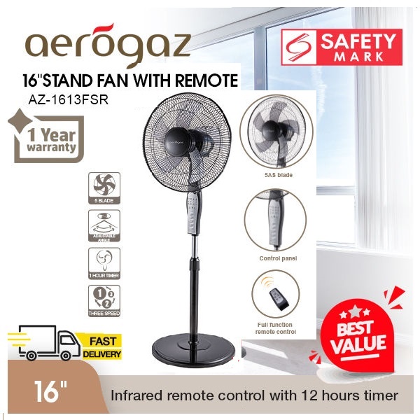 Aerogaz AZ-1613FSR 16"Stand Fan With Remote | Shopee Singapore
