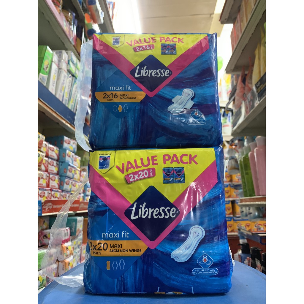 Libresse Maxi Fit 24cm (Wings 2x16pads)/ (Non-Wings 2x20pads)/ (Non ...
