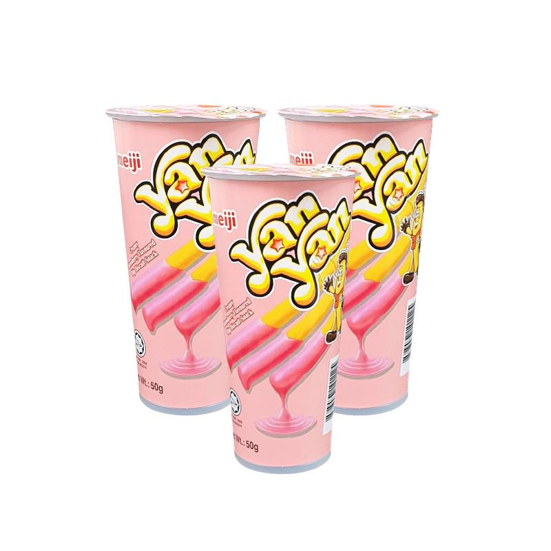 [Bundle Of 3] Meiji Yan Yan Stick 50g (Strawberry) (Halal) | Shopee ...