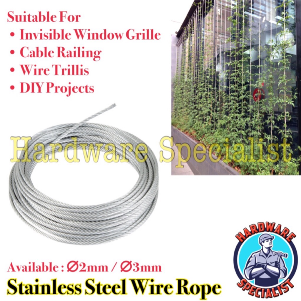 Stainless Steel Wire Rope For Invisible Window Grille, Wire Trellis ...