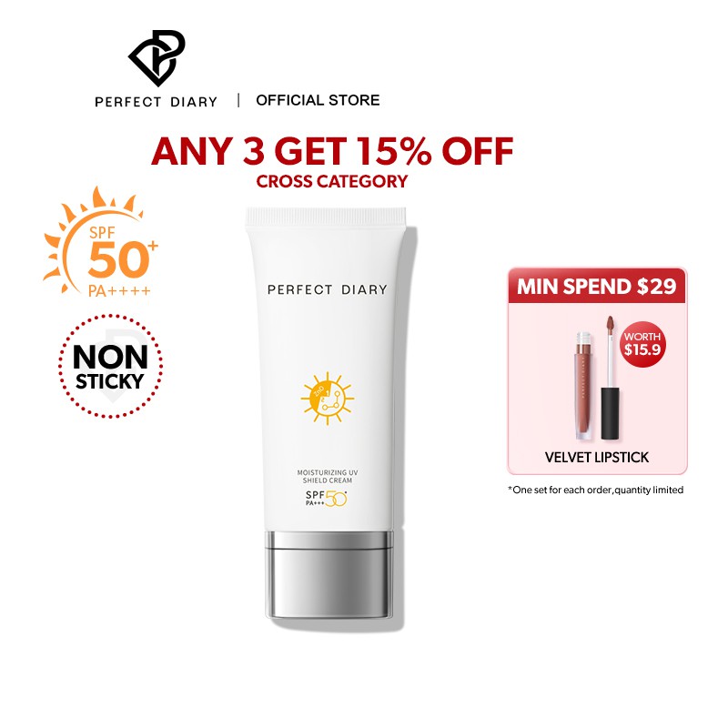 Perfect Diary Moisturizing Sunscreen UV Protection Shield Cream SPF50+ PA+++ 60ML | Shopee Singapore