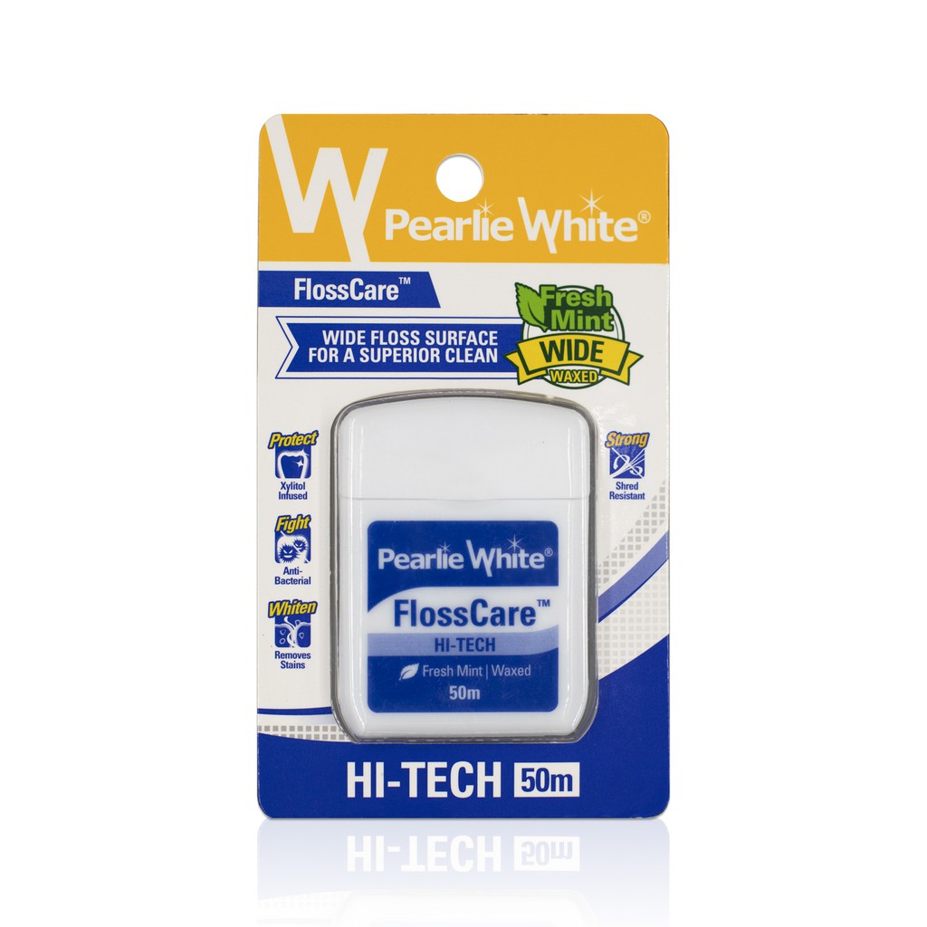 Pearlie White FlossCare Hi-Tech Waxed Mint Floss 50m | Shopee Singapore