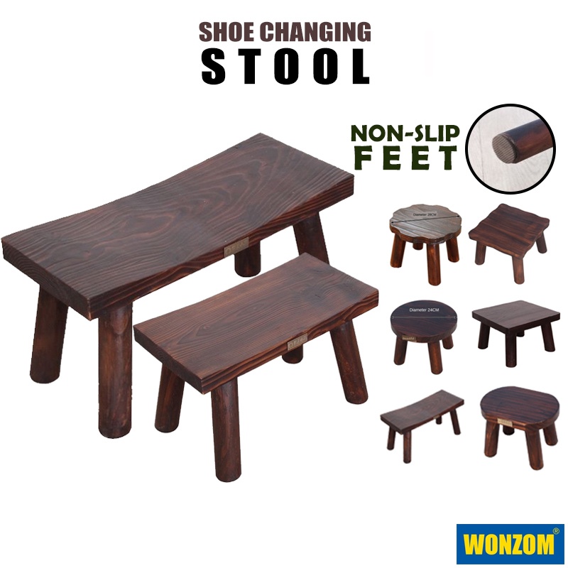 WONZOM Solid Wood Change Shoe Stool Chinese Small Bench Low Wooden ...