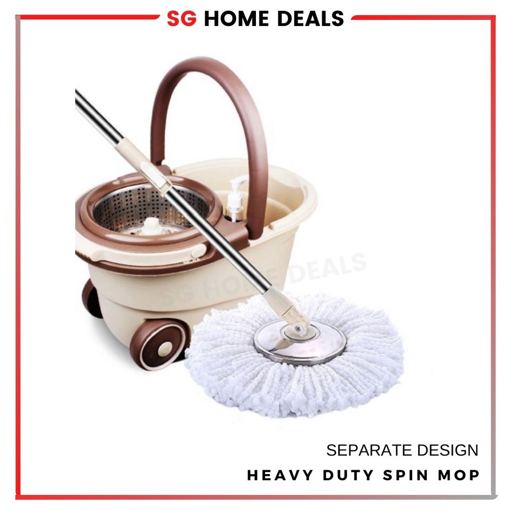 [SG STOCKS] Heavy Duty Spin Mop Thick Stainless Steel Bucket With ...