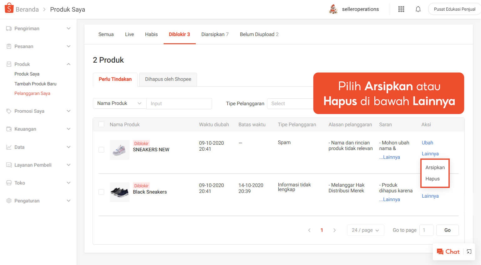 Memeriksa produk yang diblokir | Pusat Edukasi Penjual [Shopee]
