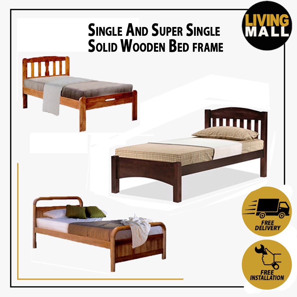 Living Mall Solid Wooden Bed Frame Flat Plywood Base In Single/Super ...